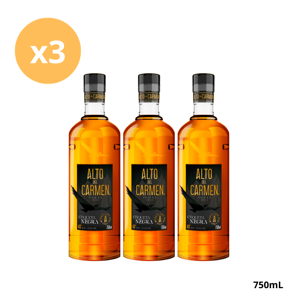 Pack Pisco Alto Del Carmen Etiqueta Negra 40º 750cc x3 – Entrelatas