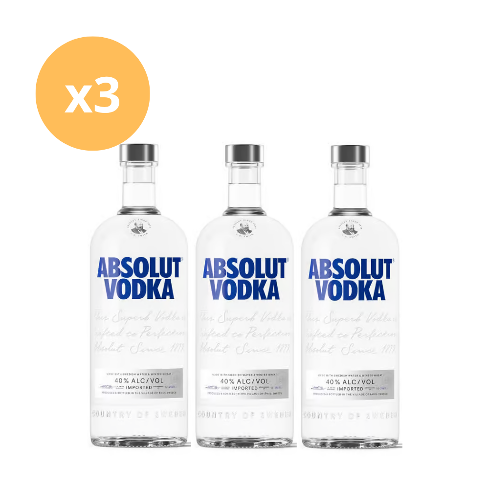 Pack x3 Vodka Absolut 750 ml 40° – Entrelatas